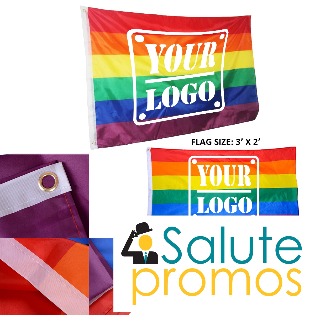 2' x 3' Rainbow Flag,Flags & Banners