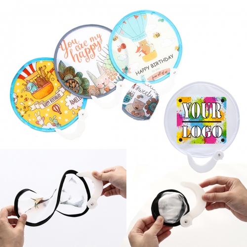 Custom digital printed Foldable Fan / Collapsible Fold up Fan with Pouch