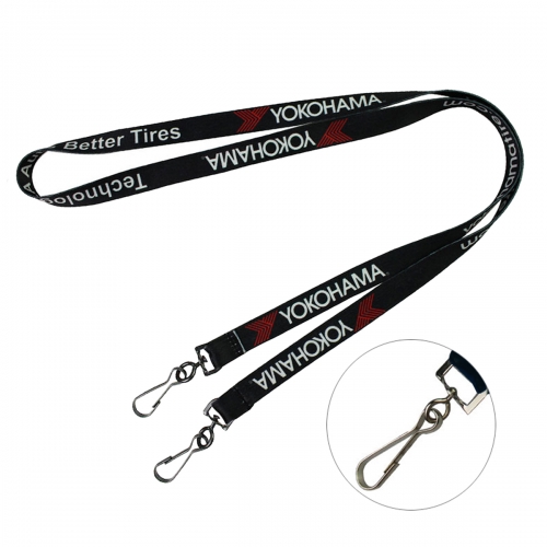 3/4" Custom Dye Dual-end Sublimated Polyester lanyard with J hook