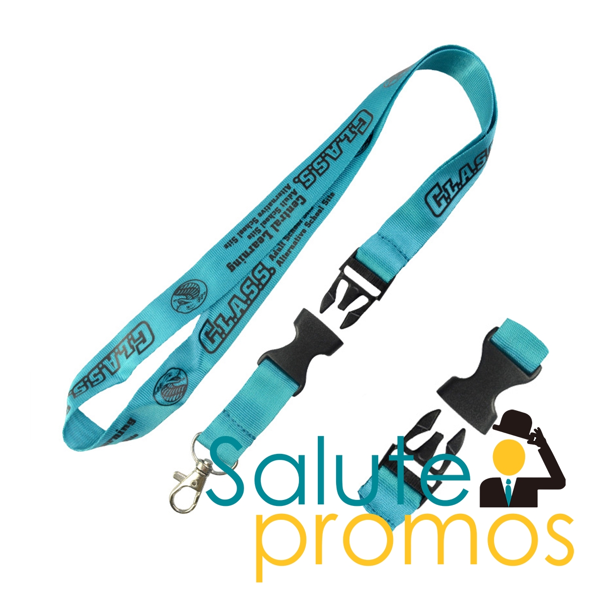 1" Width Custom silkscreened nylon polyester lanyard with safe quick ...