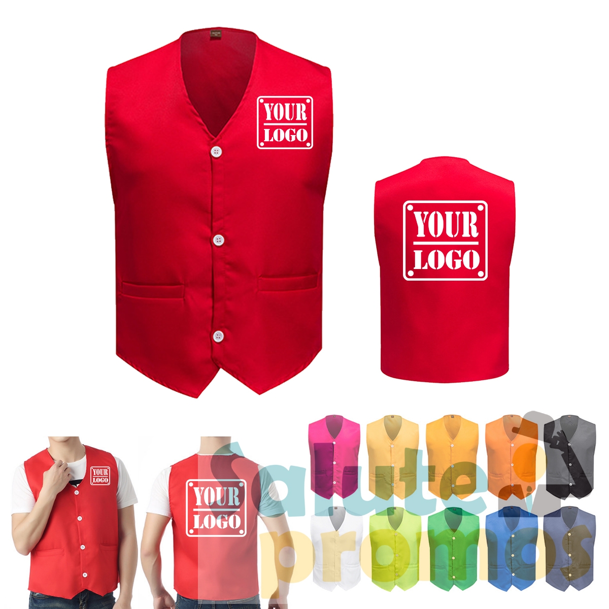Personalized Waiter Uniform & workwear Unisex Button Vest